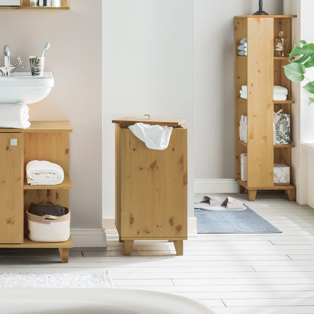 Preisvergleich für Wäschekorb Banea | Kiefer | Badmöbel | aus massivem ...